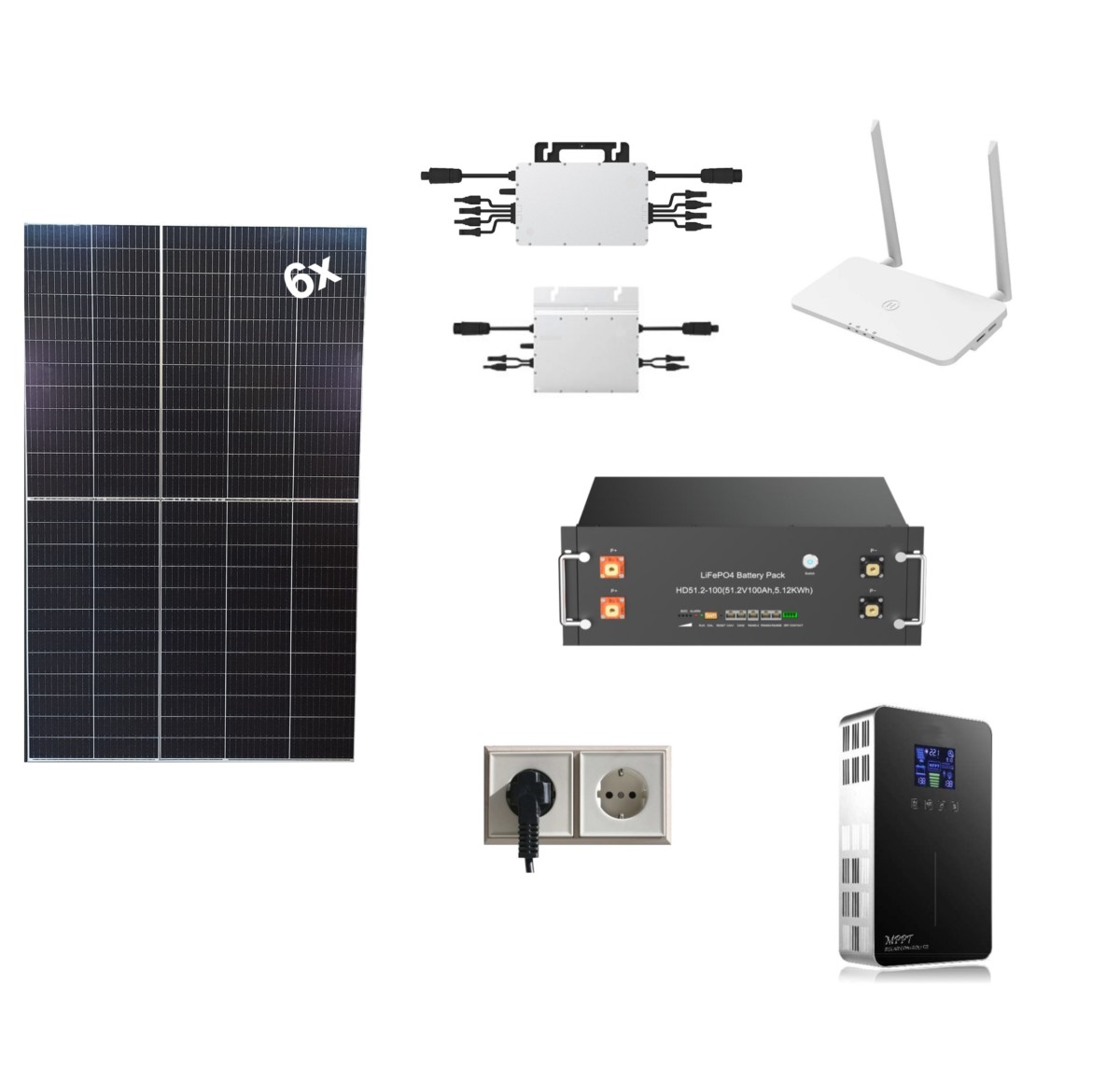 Solaranlage 2kW mit Speicher 5x (400-410)wp 2,5kWh LiFePO4 Lithium ...