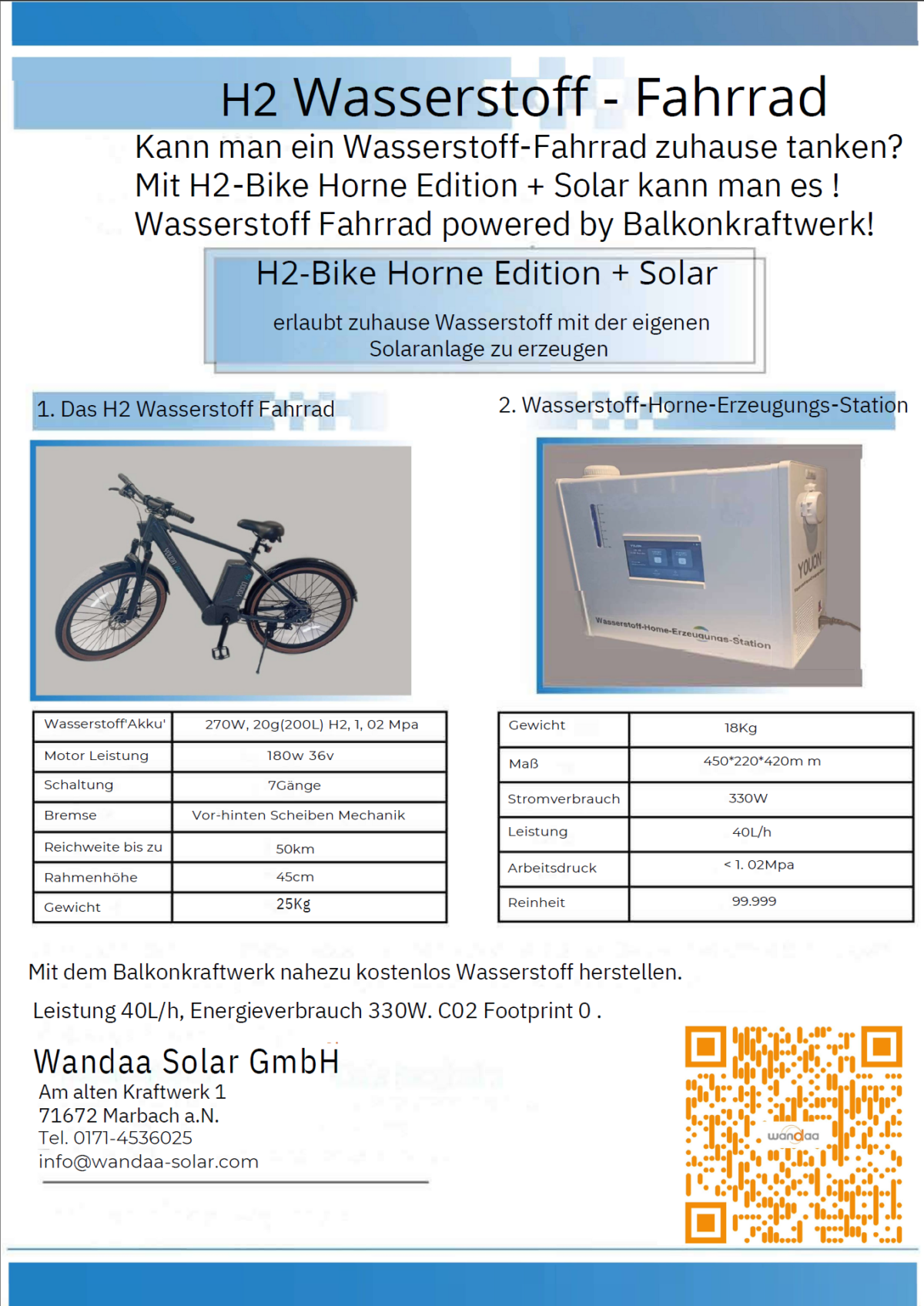 Wasserstoff-Home-Erzeugungs-Station Q100 - Wandaa